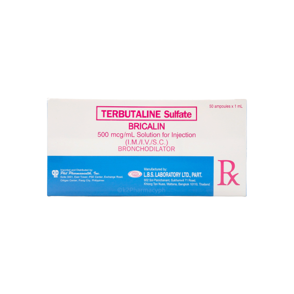 BRICALIN Terbutaline Sulfate 500mcg / mL Solution for IM/IV/SC ...